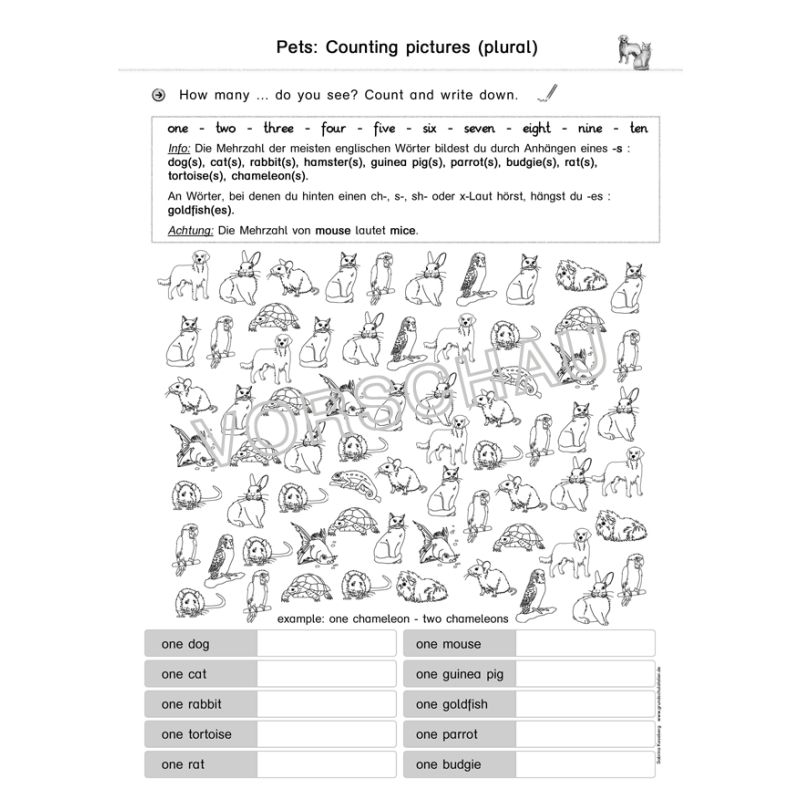 Englischmaterialien: pets (Haustiere)