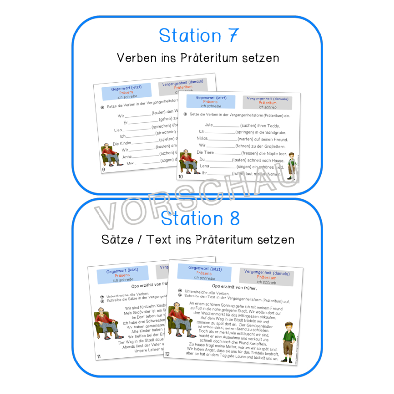 Lernen an Stationen: Vergangenheitsformen (Präteritum)