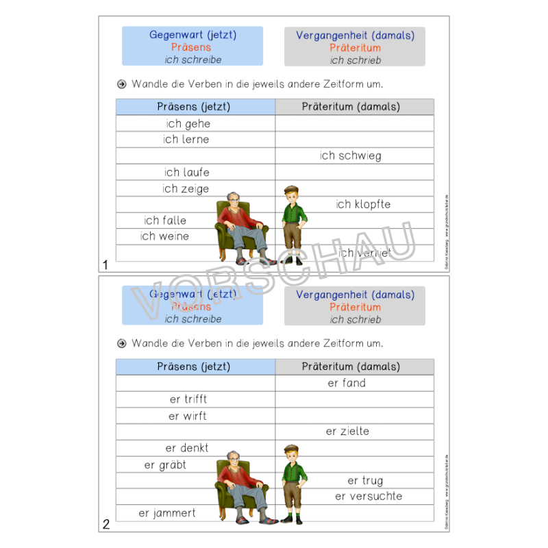 Lernen an Stationen: Vergangenheitsformen (Präteritum)