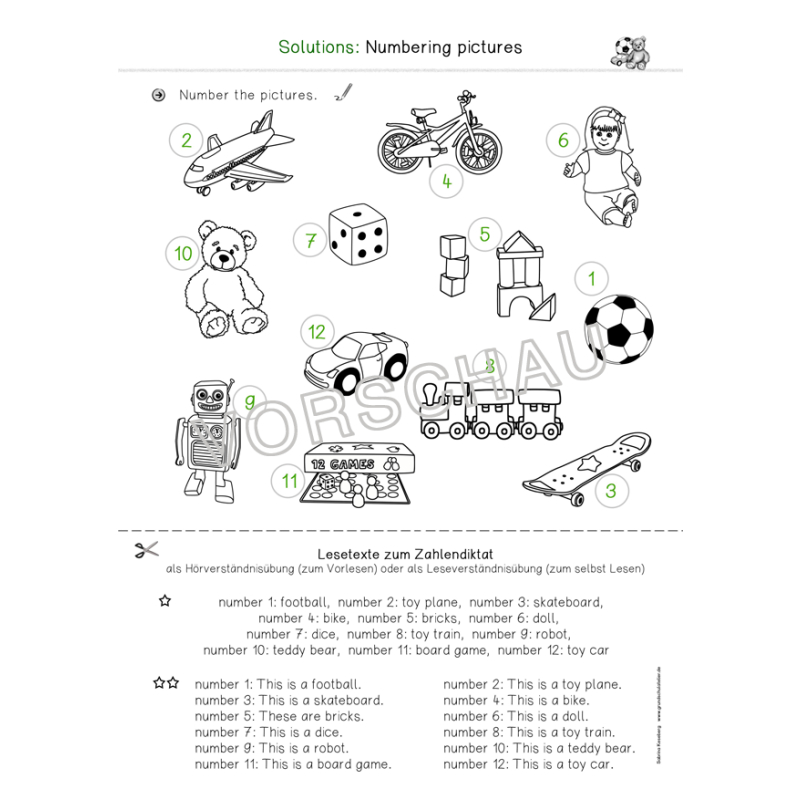 Englischmaterialien: toys