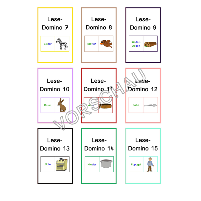 Lesedominos: erste Wörter lesen