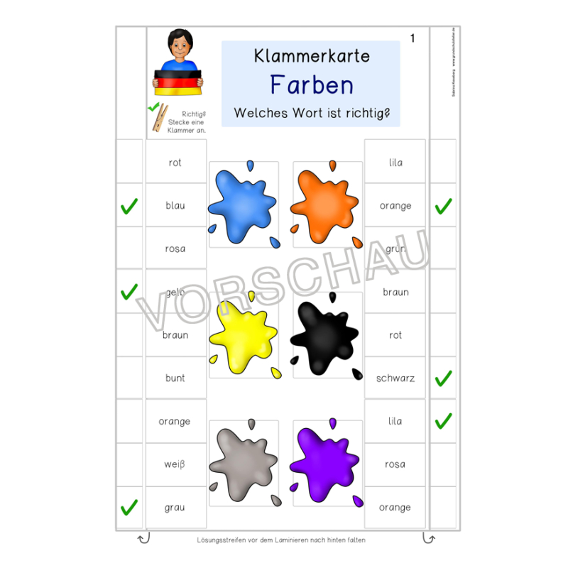 Unterrichtsmaterial für DaF/DaZ zum Thema "Zahlen, Farben, erste Wört