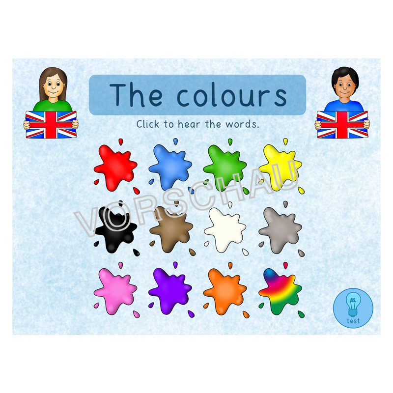 interaktive Lernübung für den Englischunterricht: colours - Wörter le