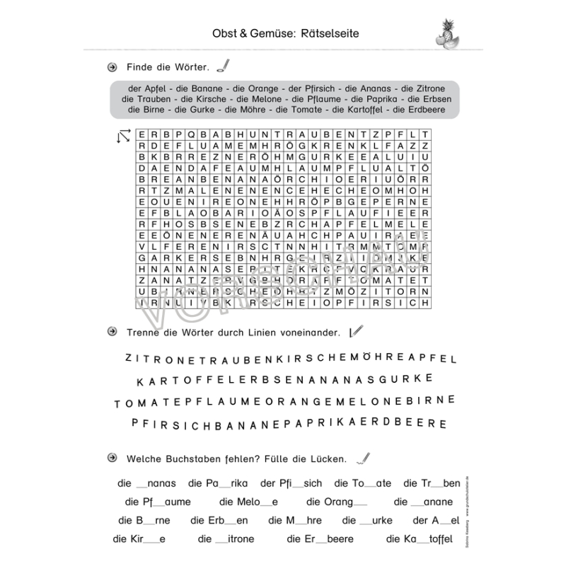 DaF-Materialien: Obst & Gemüse