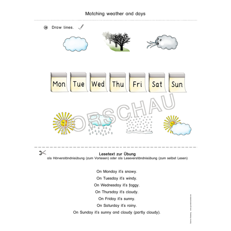 Englischmaterialien: days of the week (Wochentage)