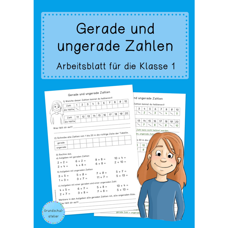 Gerade und ungerade Zahlen (Arbeitsblatt, Mathe, Klasse 1)