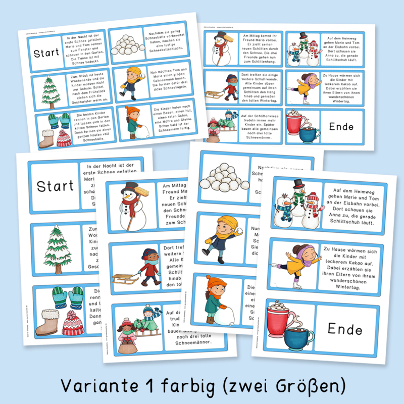 Lesedomino für den Winter (Leseverständnis, Lernspiel)