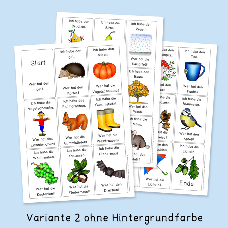 Lesespiel für den Herbst (Ich habe ... Wer hat ...)