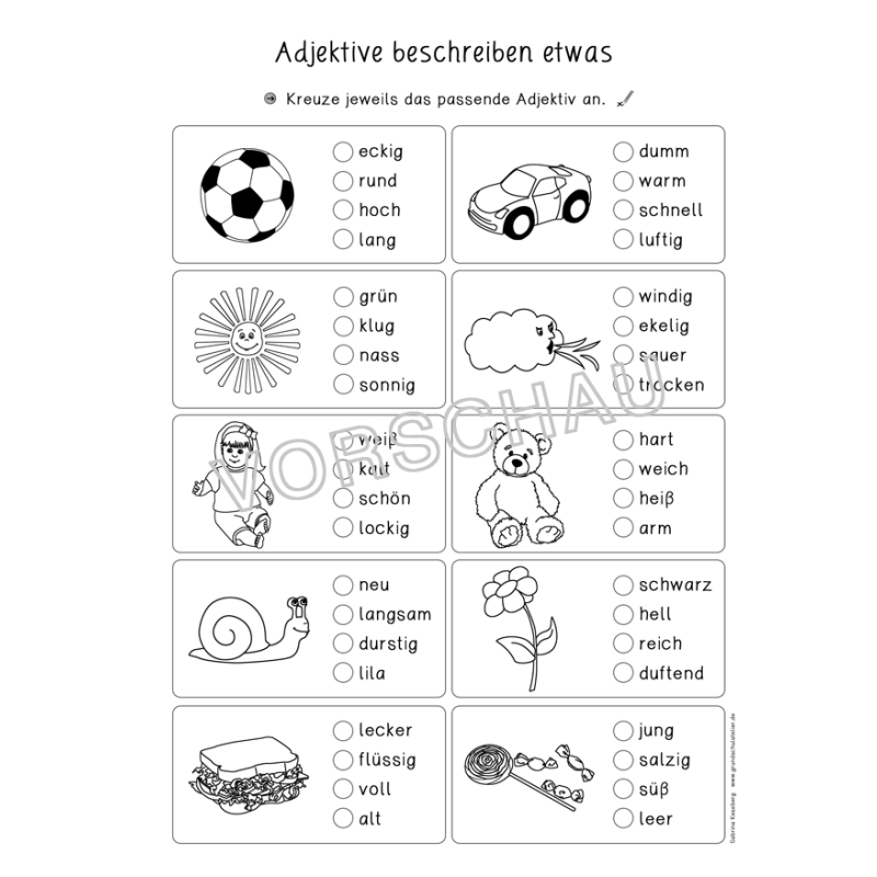 Übungsheft: Adjektive kennenlernen (Klasse 2, Deutsch)