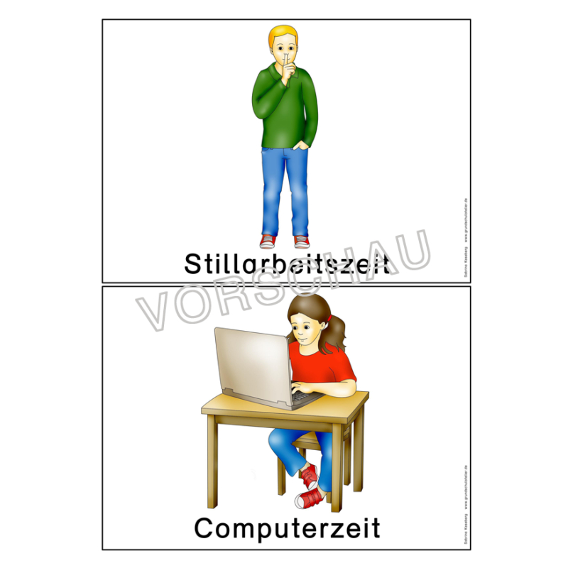 Bildkarten: Tagesablauf / Stundenplan